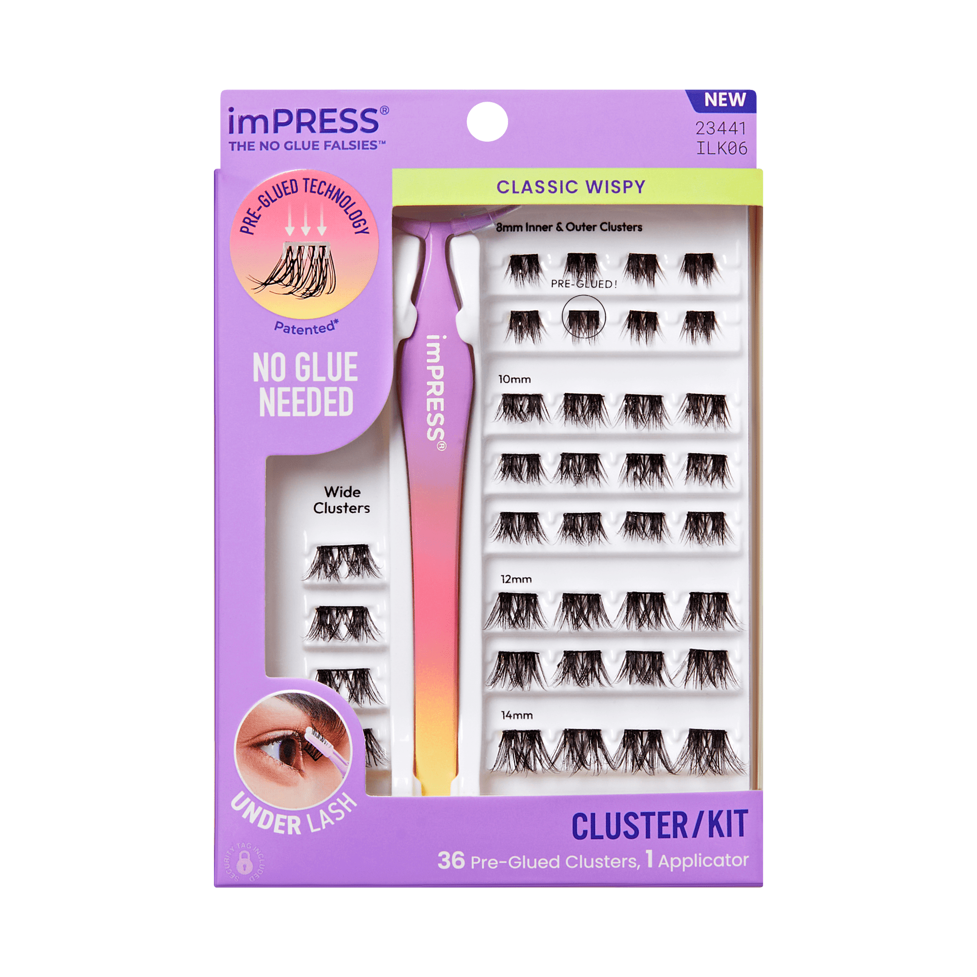 Impress Falsies Pre-Glued False Eyelashes Starter Kit - Classic Wispy ...